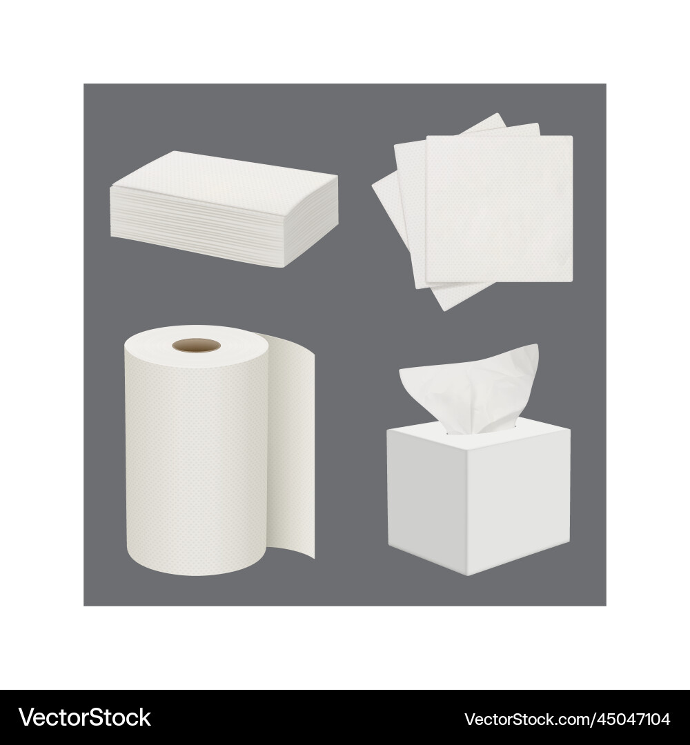 Napkins realistic soft white paper and kitchen Vector Image