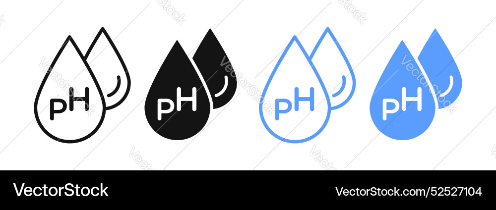 Neutral ph balance thin line icon set Royalty Free Vector