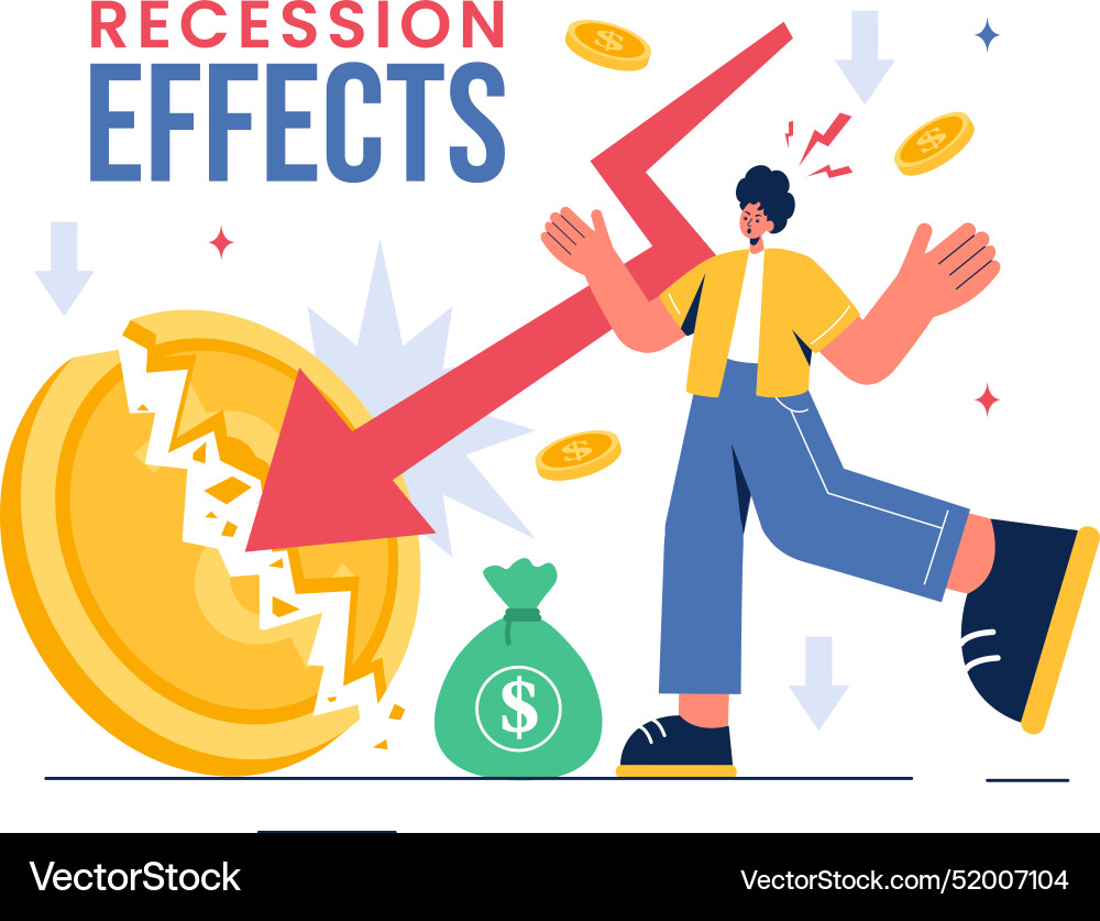 Recession effects showing the impact on economic Vector Image