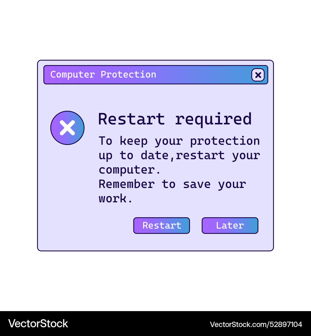Restart required message in old style Royalty Free Vector