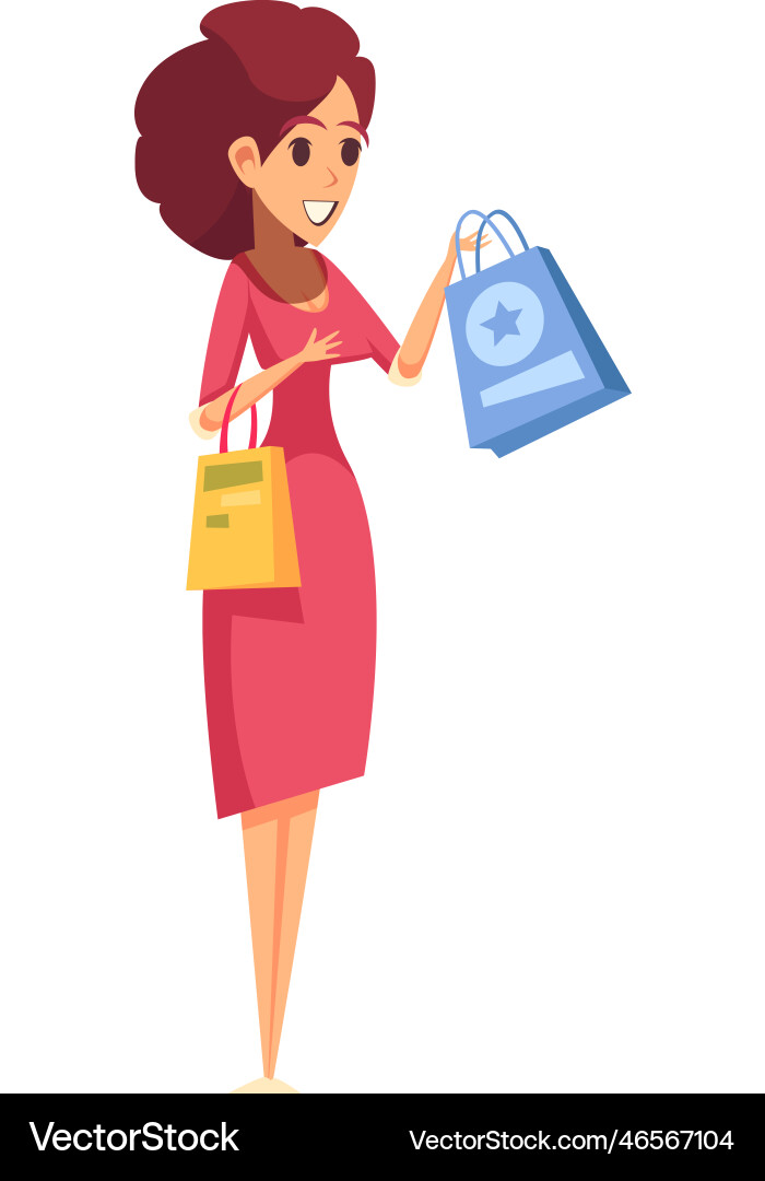 Shopaholic cartoon Royalty Free Vector Image - VectorStock