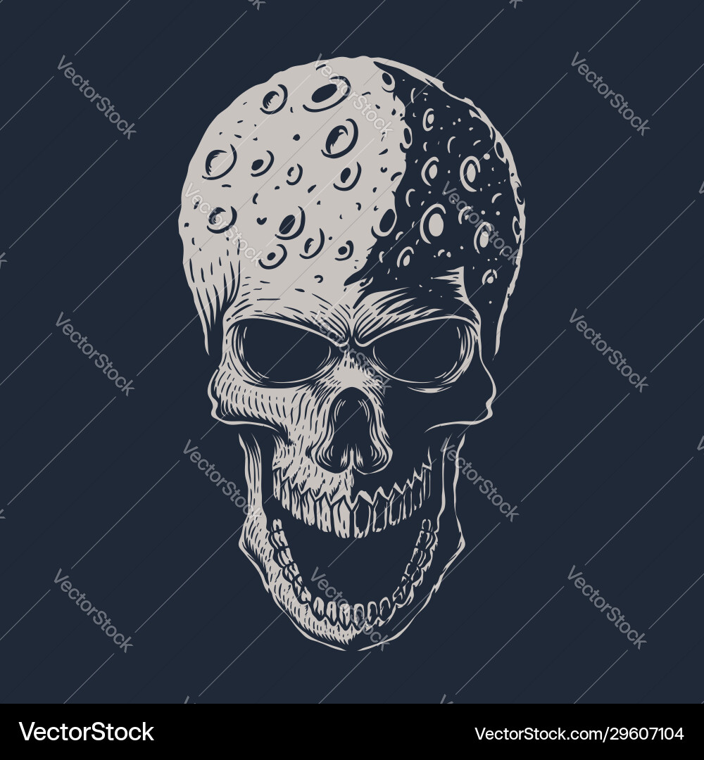 Skull moon head Royalty Free Vector Image - VectorStock