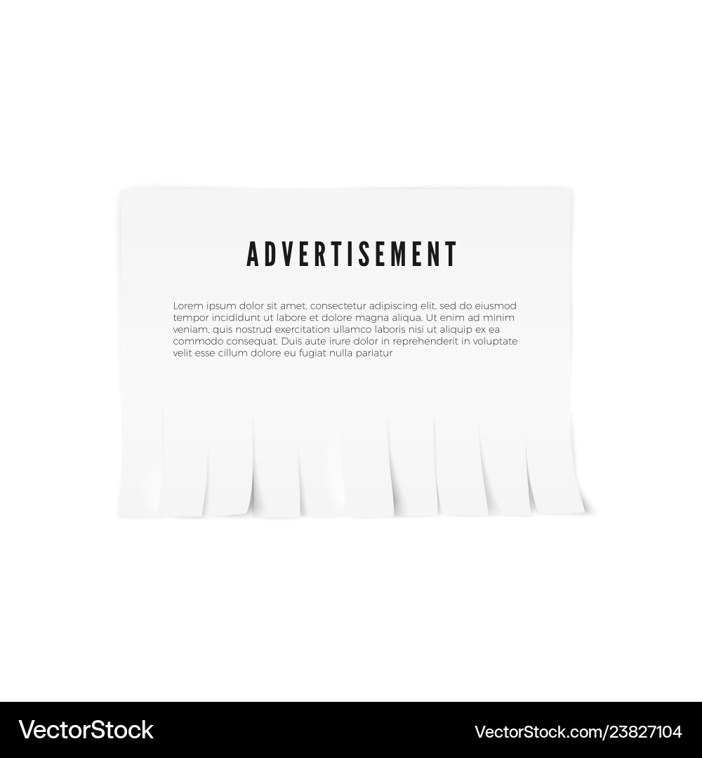 Tear-off paper template with advertisement text Vector Image