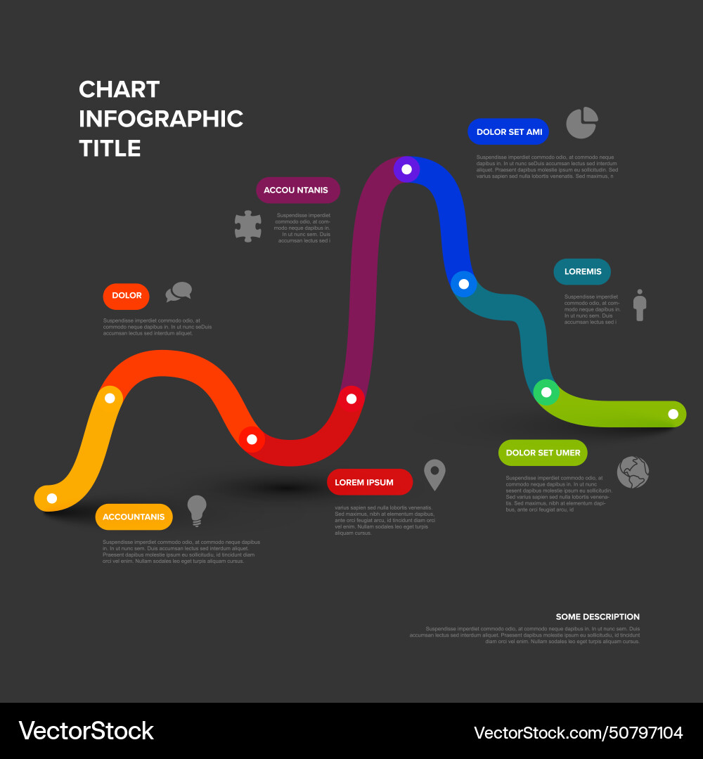 Thick line growth infographic graph timeline dark Vector Image
