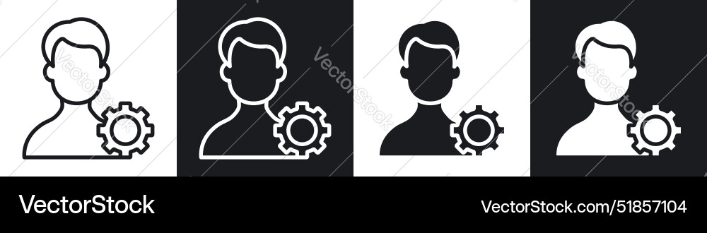 User gear icon set in black and white filld Vector Image