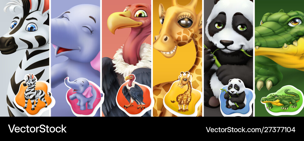 Wild Animals Icon Set Royalty Free Vector Image