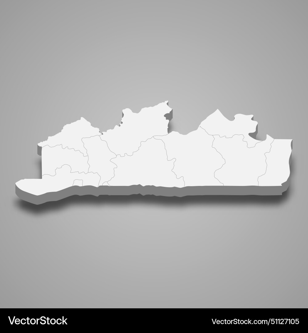 3d isometric map of kongo central is a region Vector Image