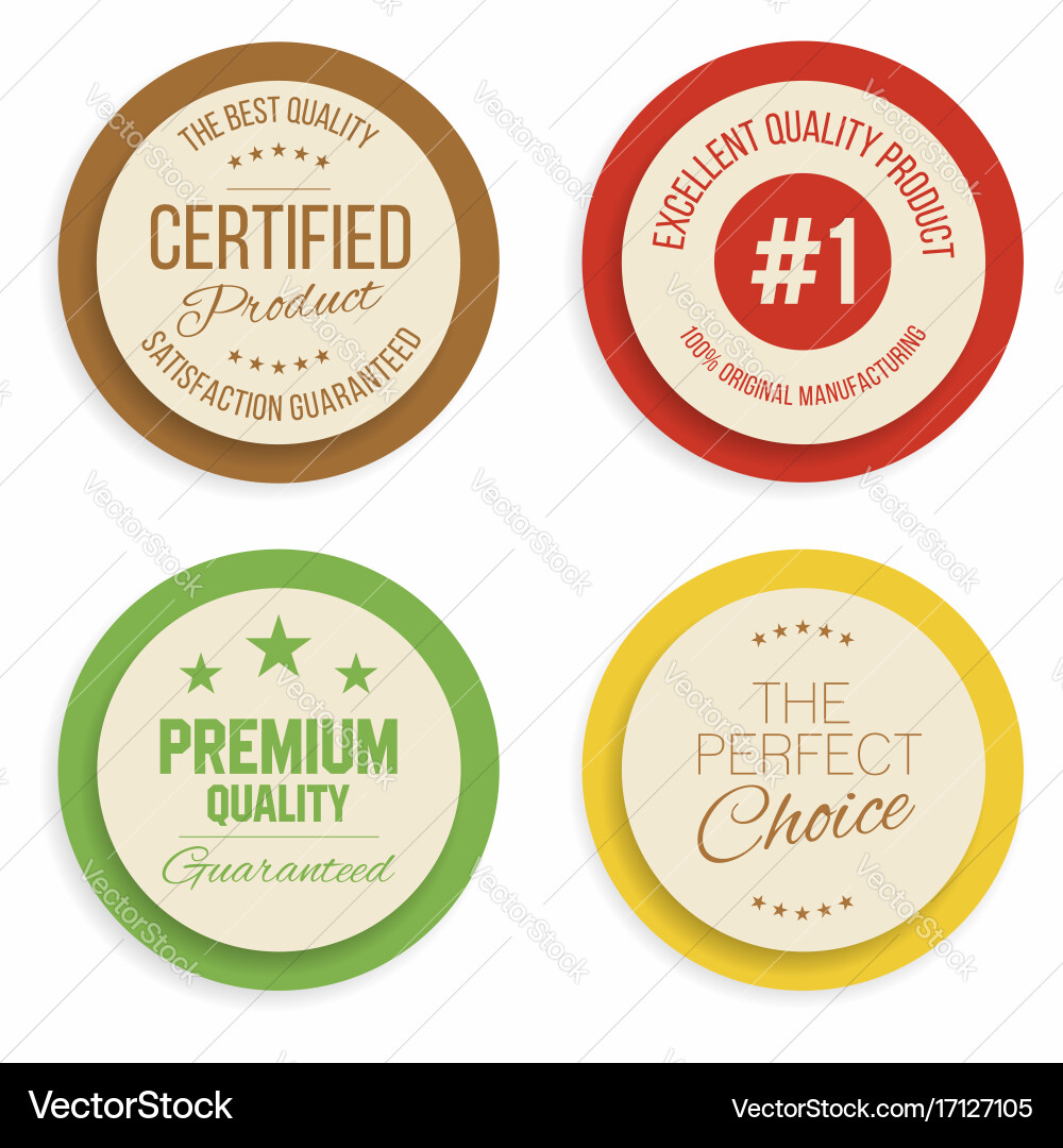 Badges and labels collection quality assurance Vector Image