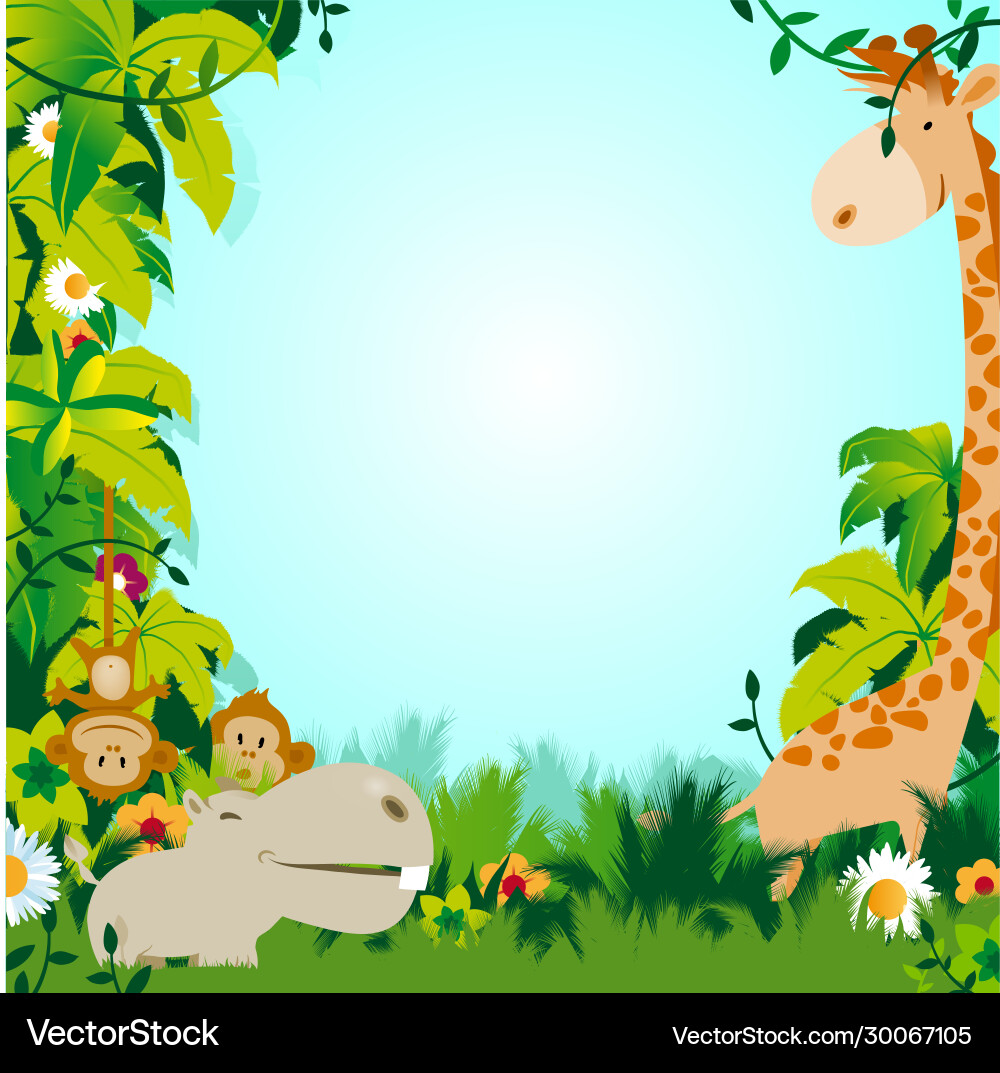 Cute jungle animals frame Royalty Free Vector Image