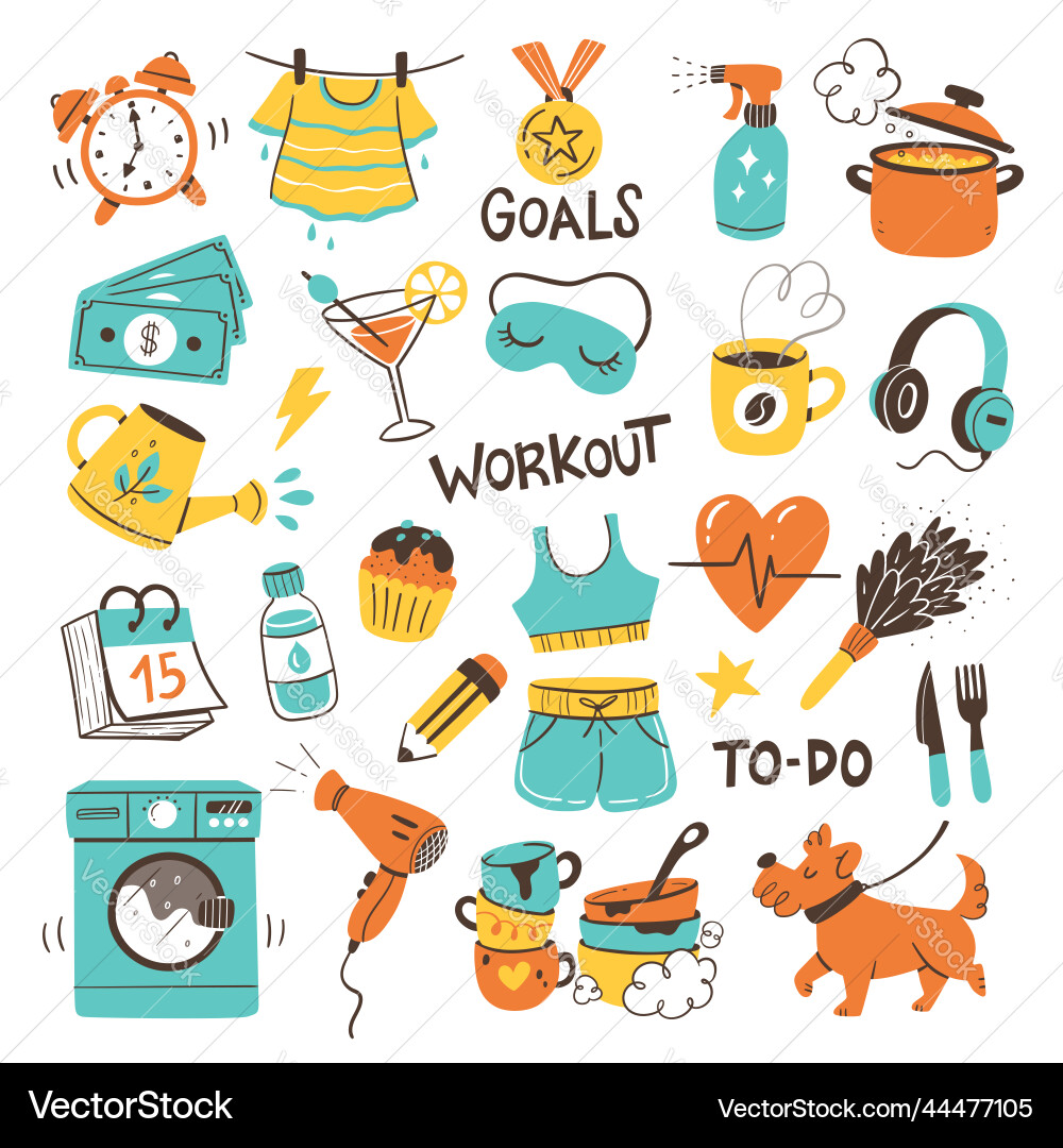 Daily Routines & Reminders Clip Art Royalty Free Vector