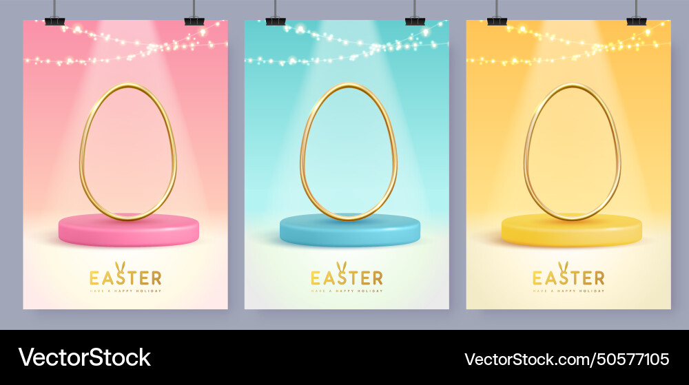 Easter showcase backgrounds with 3d podium Vector Image