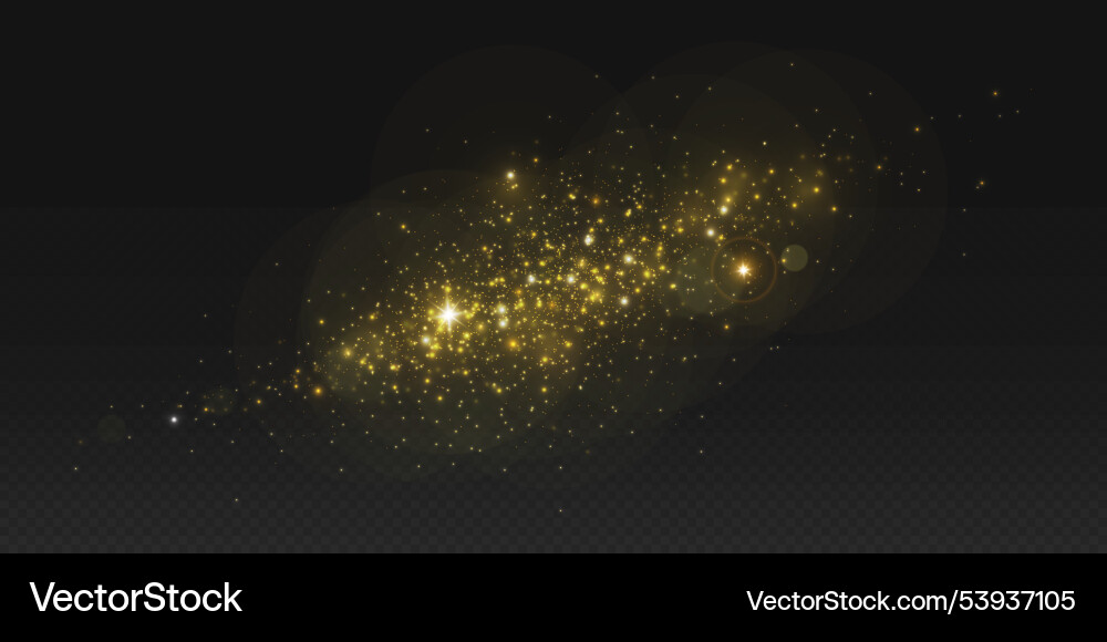 Golden dust shimmering on dark night sky Vector Image