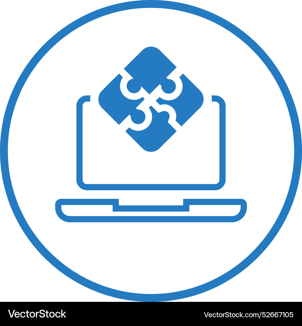 Laptop puzzle problem solving icon Royalty Free Vector Image