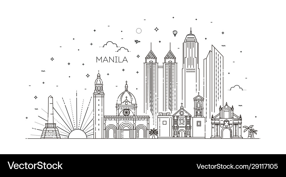 Manila philippines city skyline Royalty Free Vector Image