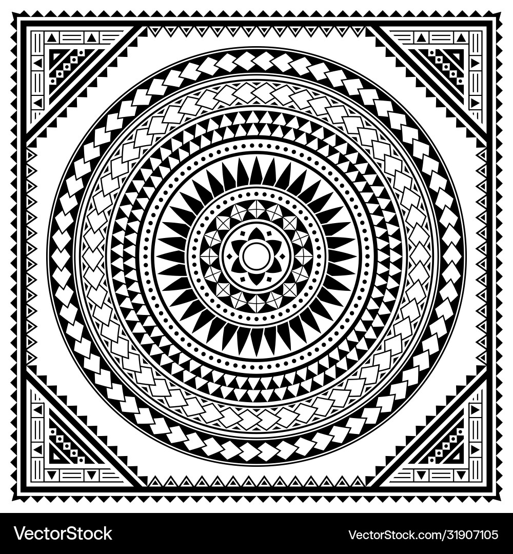 Polynesian tribal mandala greeting card Royalty Free Vector