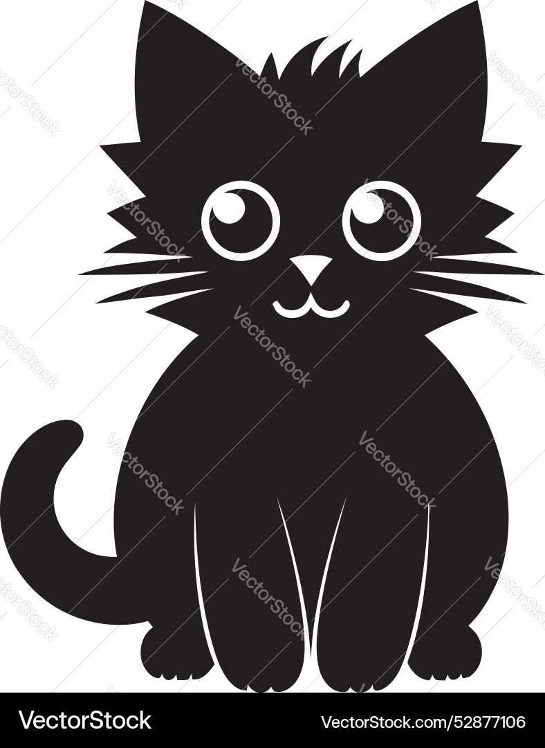 Bold cat logo design cats tail symbol Royalty Free Vector