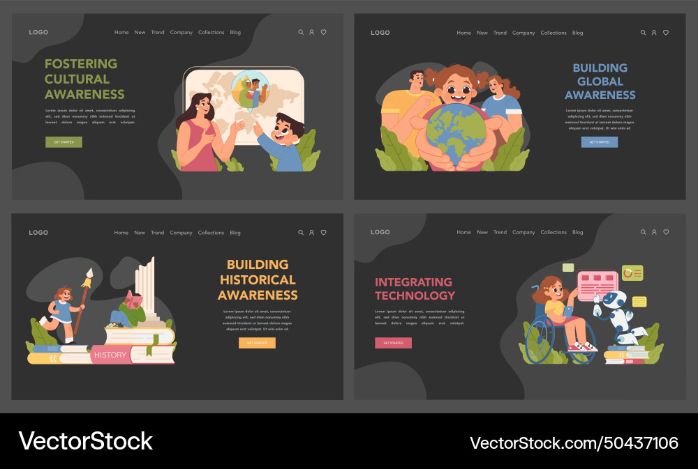 Cultural awareness set flat Royalty Free Vector Image