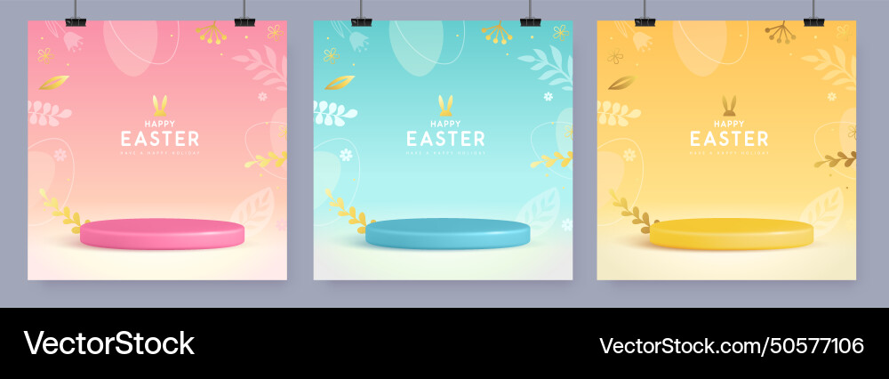 Easter showcase backgrounds with 3d podium Vector Image