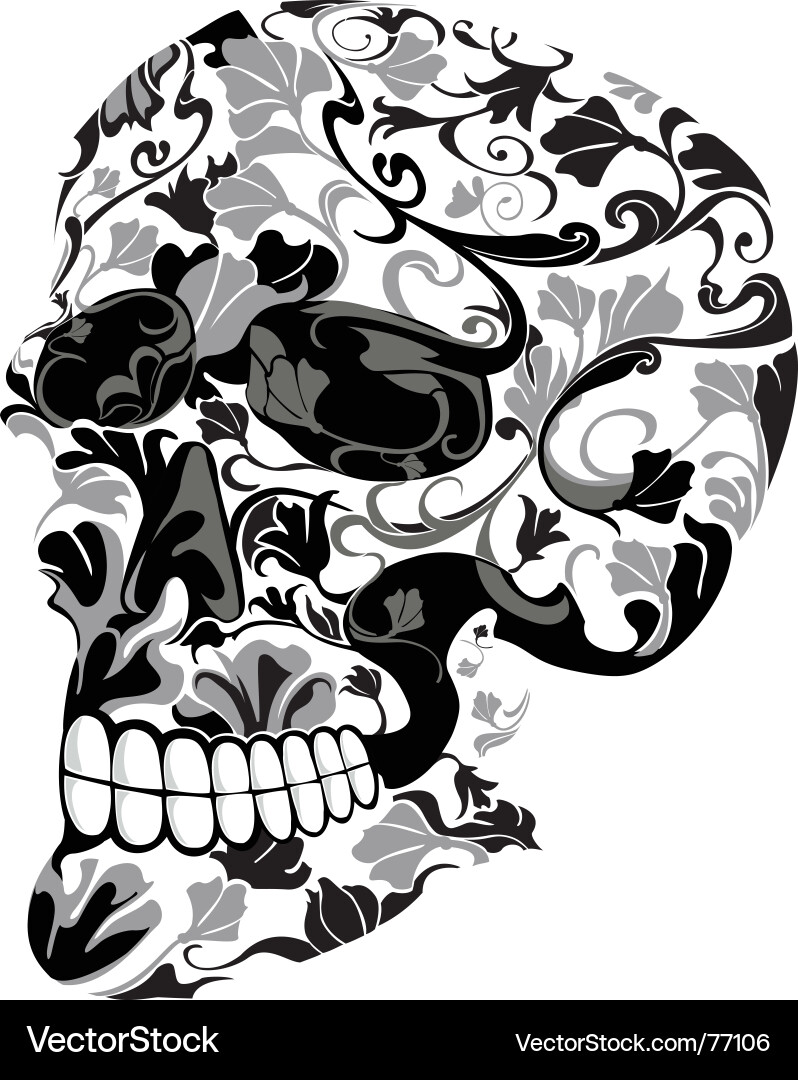 Floral skull Royalty Free Vector Image - VectorStock