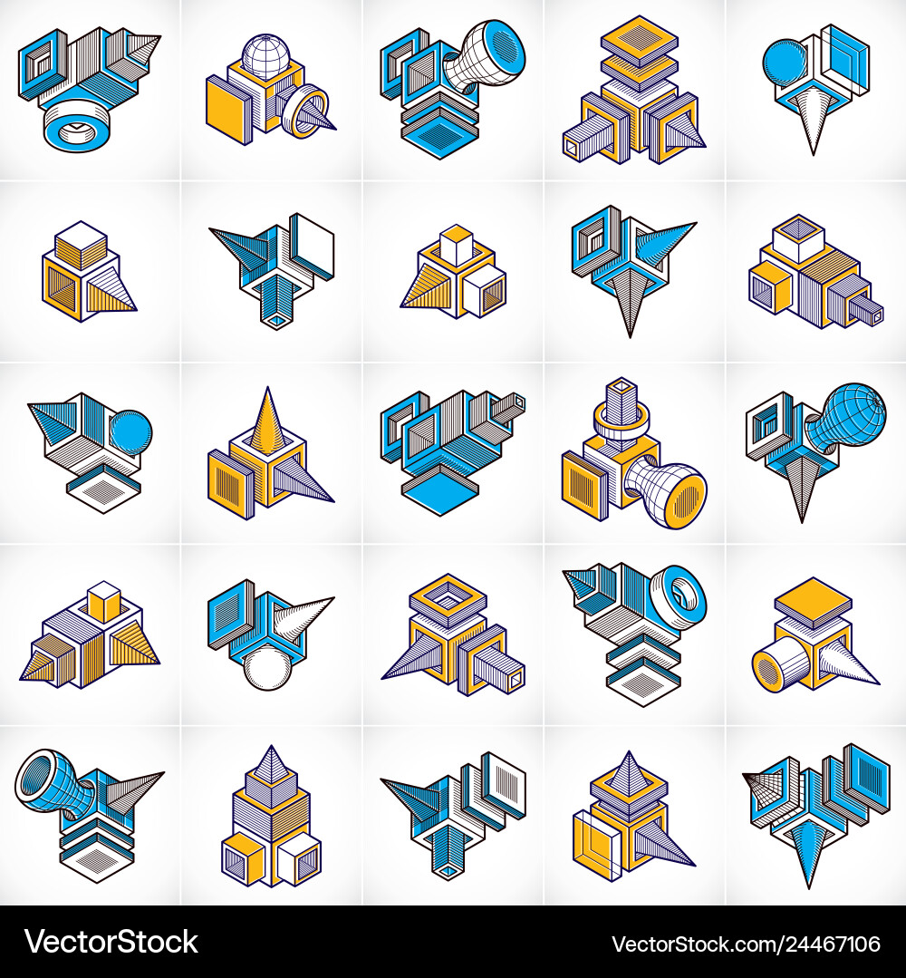 Isometric abstract shapes set Royalty Free Vector Image