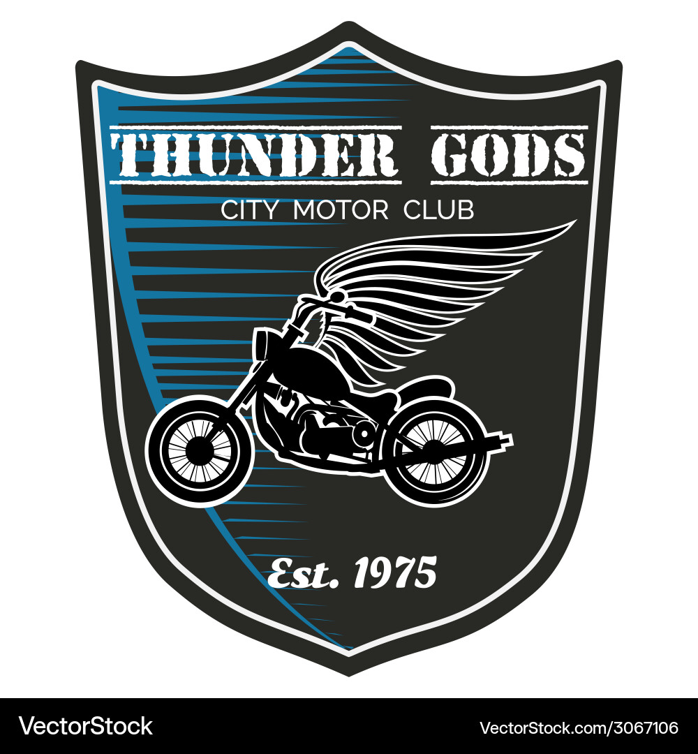Motorcycle club label - thunder gods Royalty Free Vector