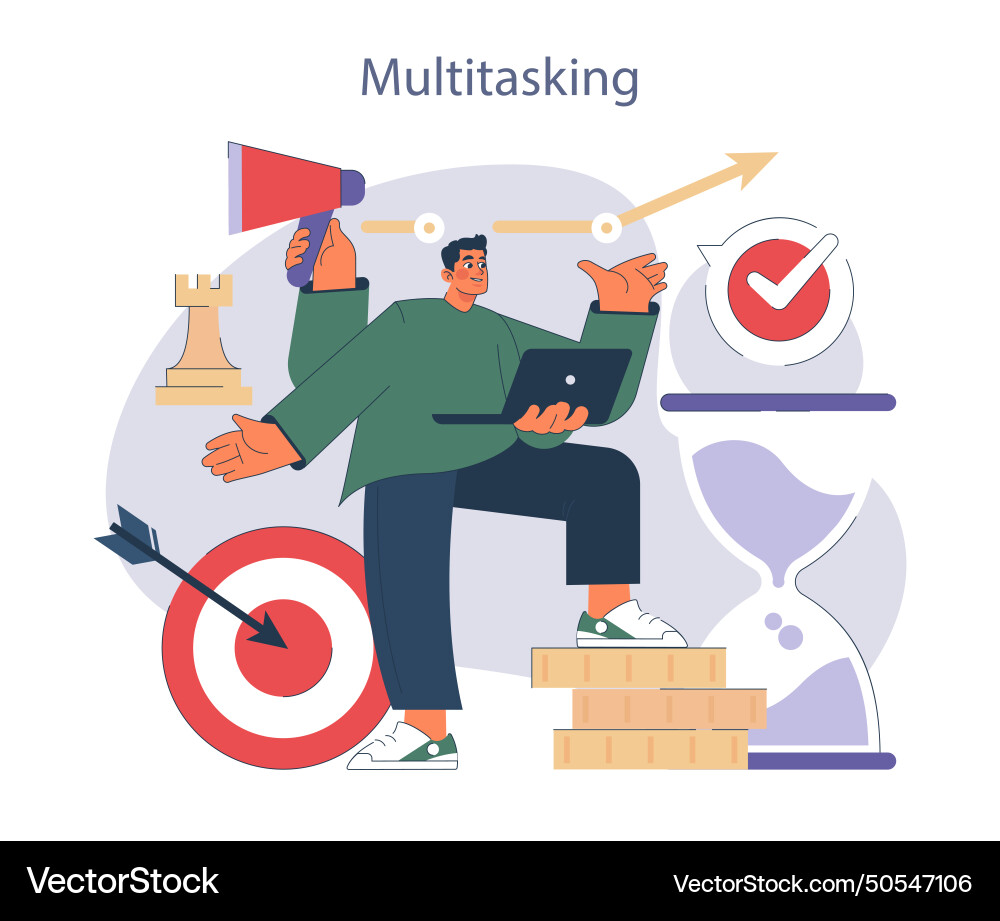 Multitasking Royalty Free Vector Image - VectorStock