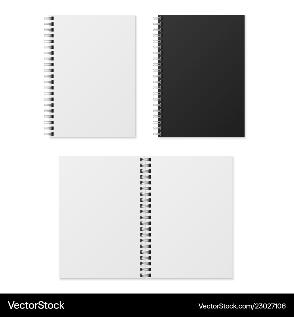 Realistic notebook blank open and closed spiral Vector Image