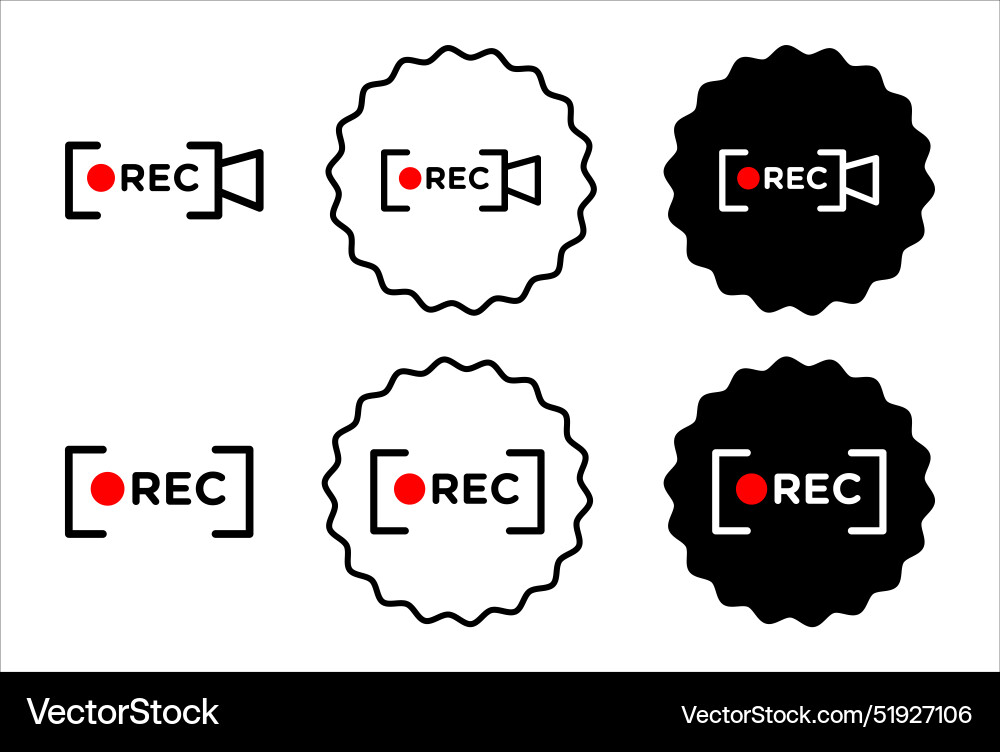 Recording icon symbol set collection Royalty Free Vector