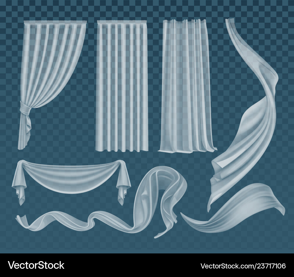 Translucent White Cloths - Set of Curtains Vector Image