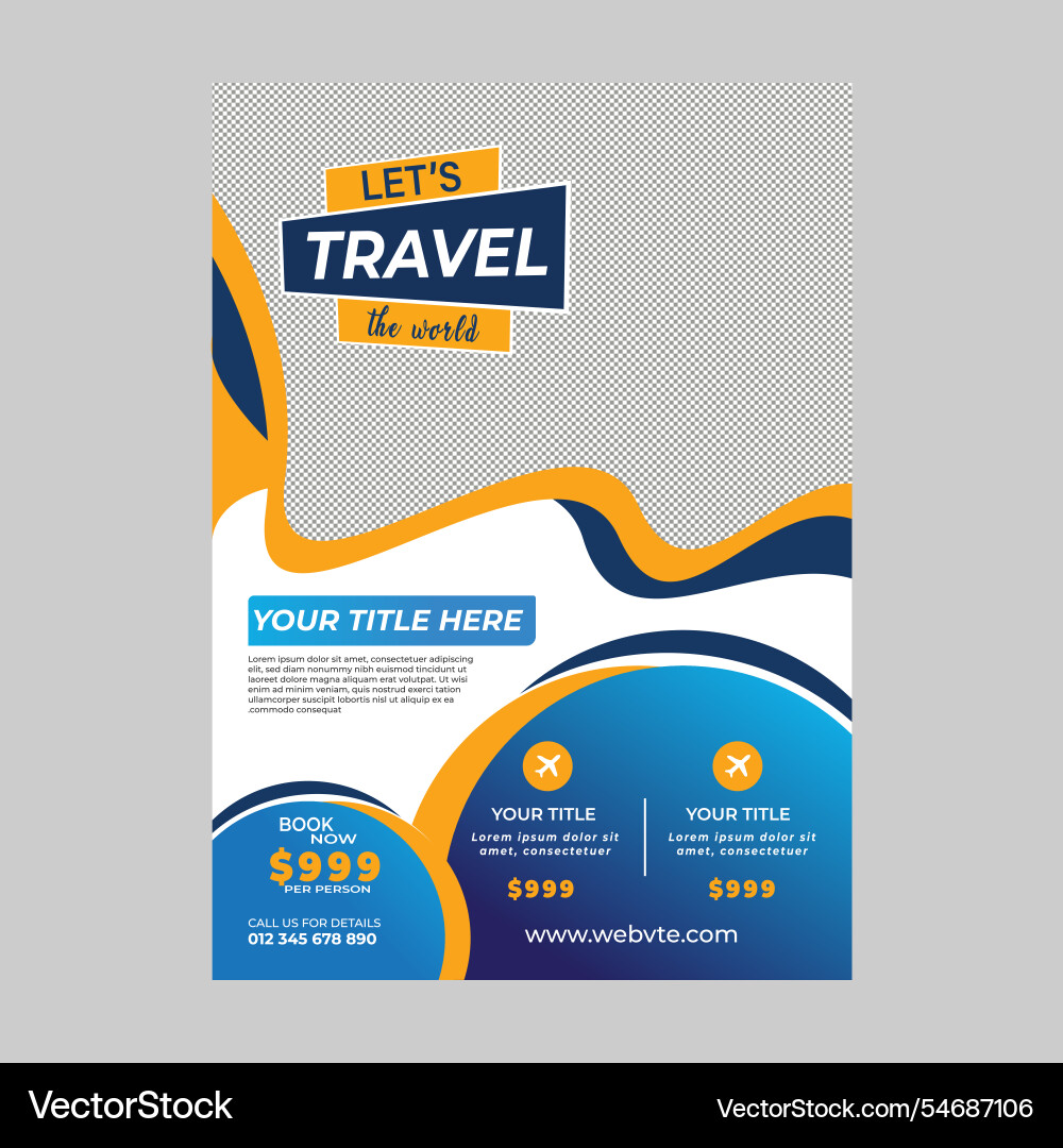 Travel poster template with photo Royalty Free Vector Image