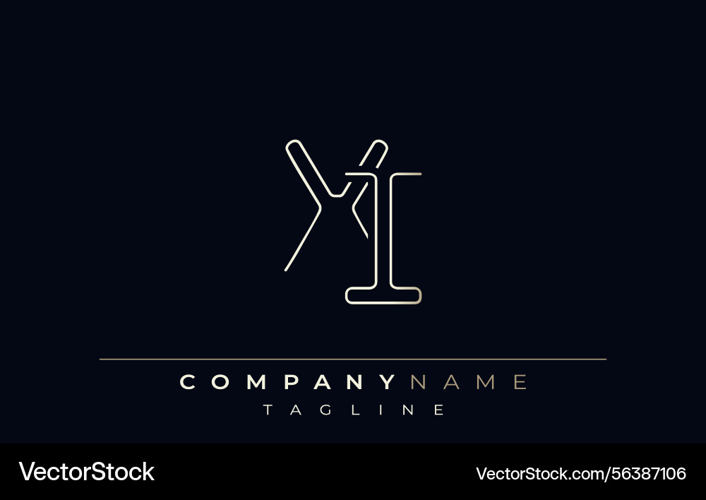 Xi abstract line style logo Royalty Free Vector Image