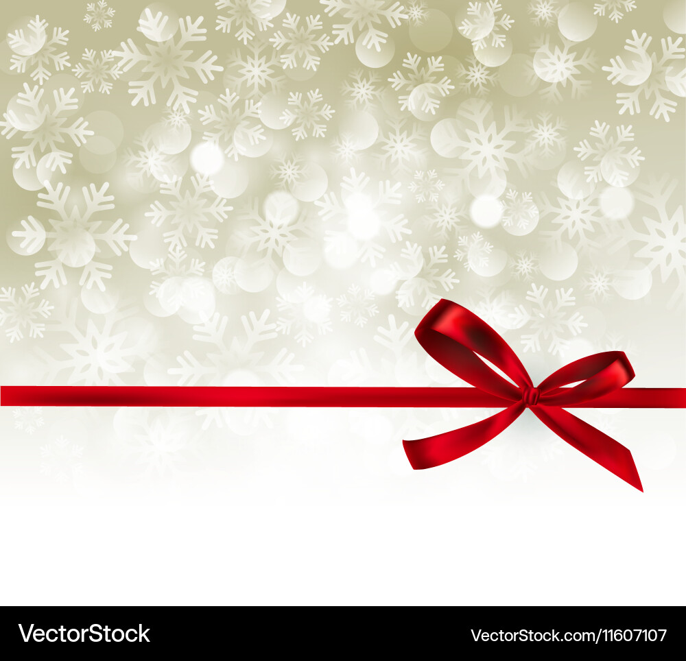 Abstract silver light background with red ribbon Vector Image