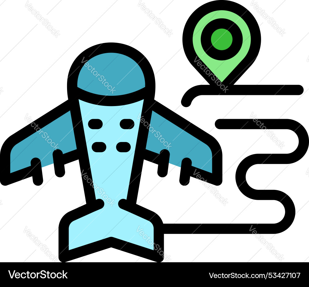 Airplane following flight path to destination Vector Image