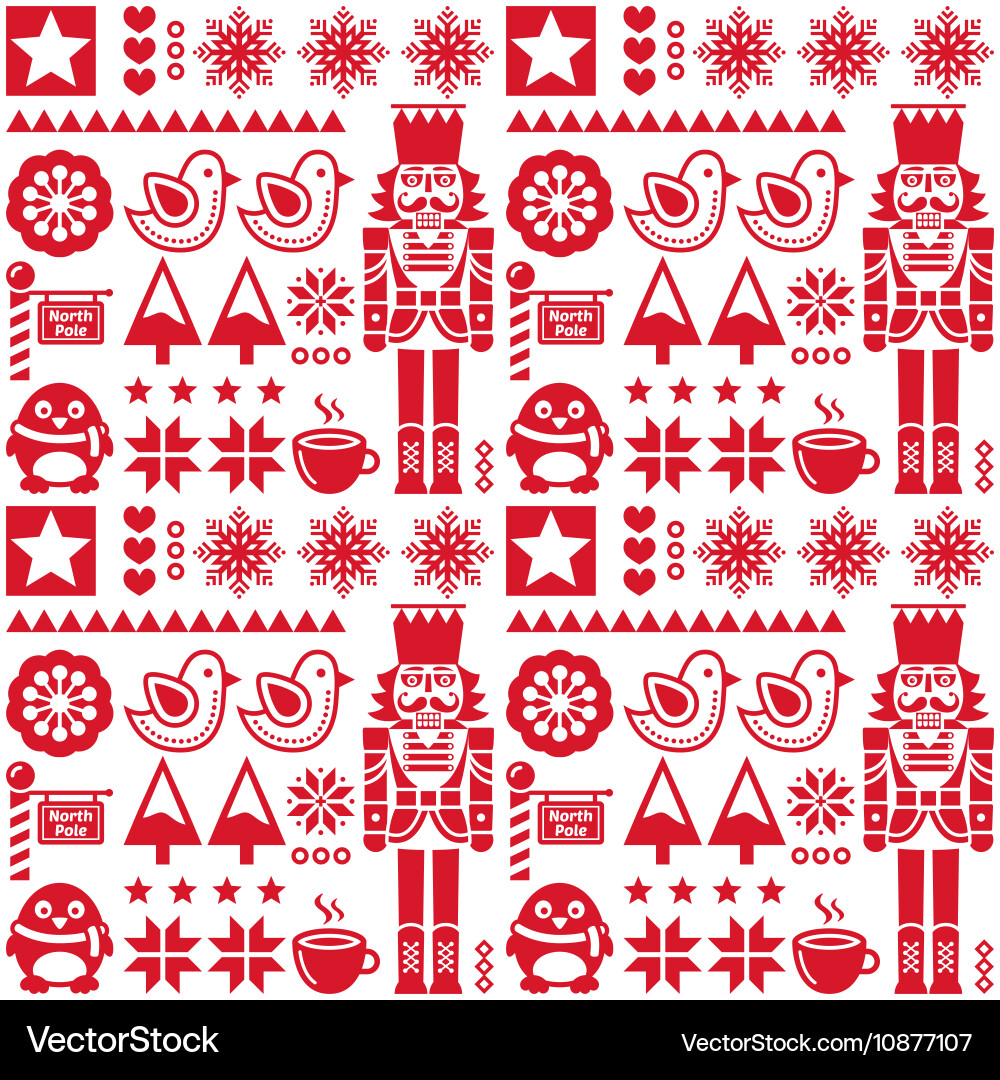 Christmas seamless red pattern with nutcracker Vector Image