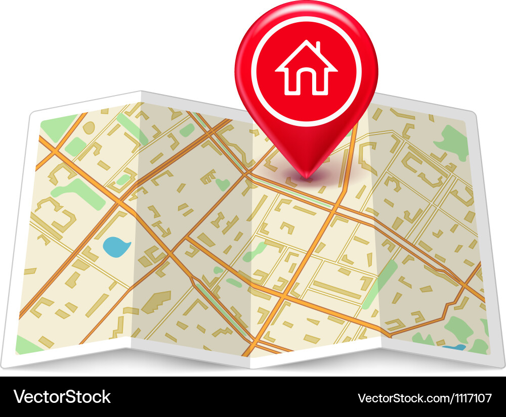 City map with label home pin Royalty Free Vector Image