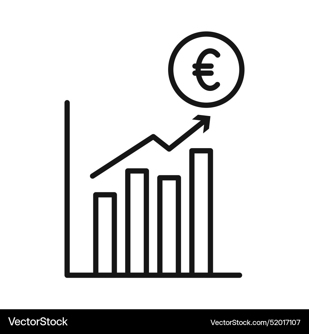 Euro chart icon black line art Royalty Free Vector Image