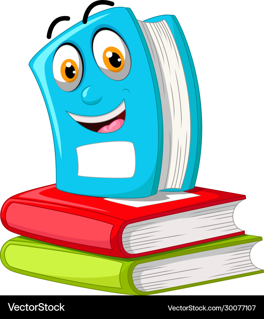 Funny colorful three books cartoon Royalty Free Vector Image