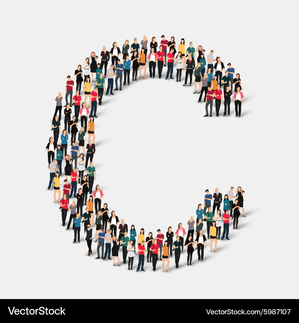 Group people letter form Royalty Free Vector Image