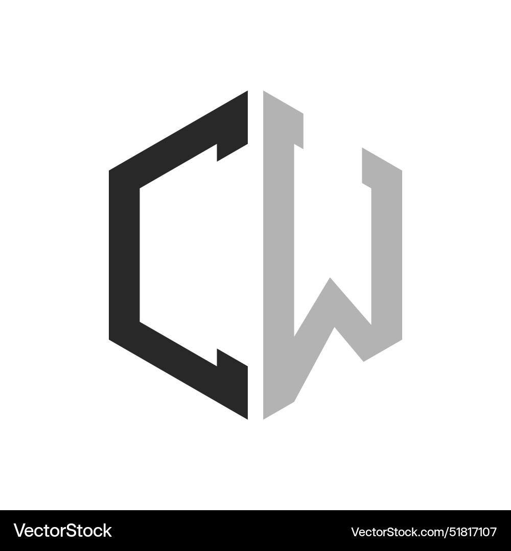 Modern unique hexagon letter cw logo design Vector Image