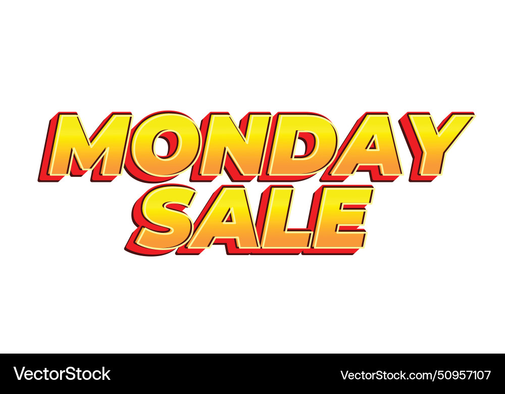 Monday sale text effect in 3d style with eye Vector Image