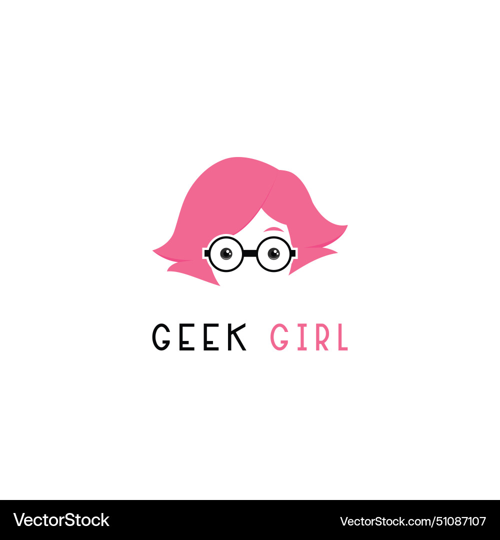 Nerd girl logo symbol design Royalty Free Vector Image
