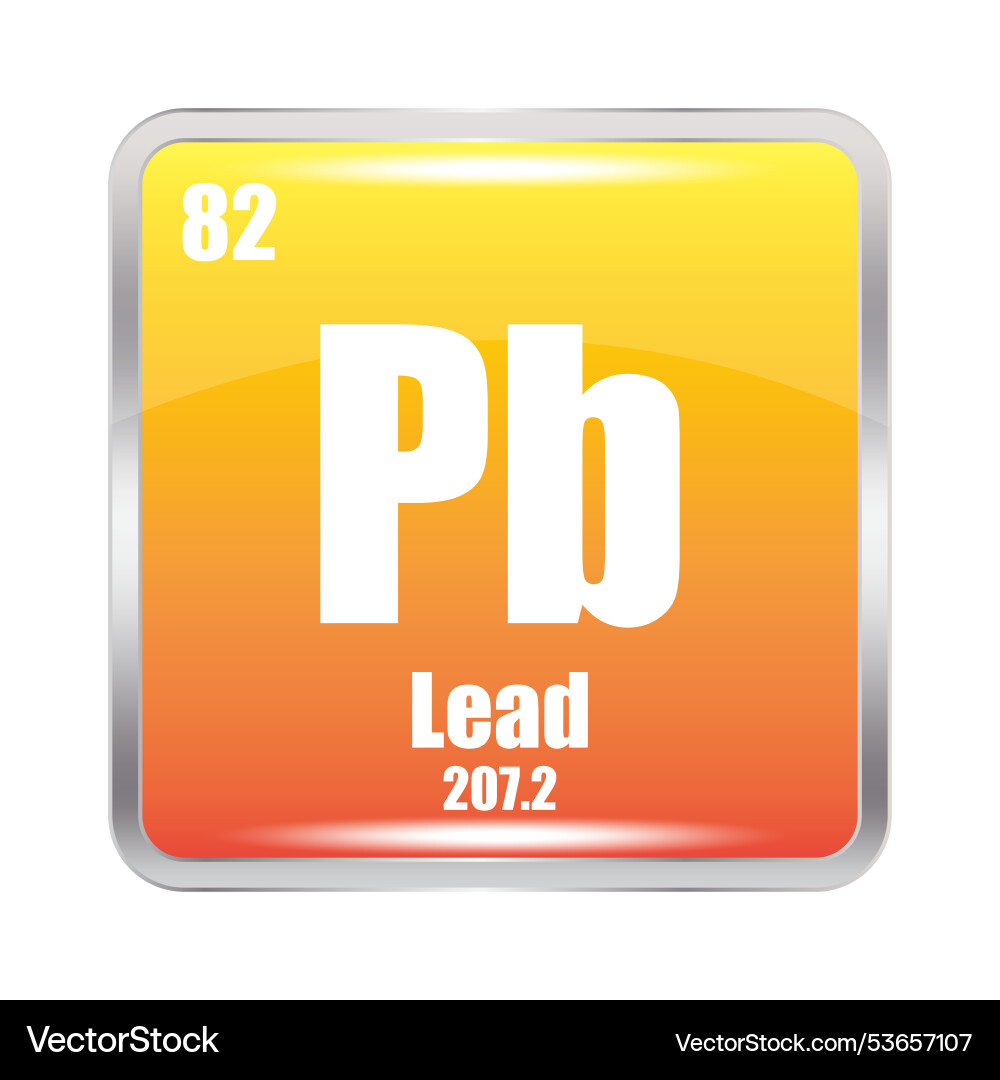 Pb icon lead element atomic number 82 mass 2072 Vector Image