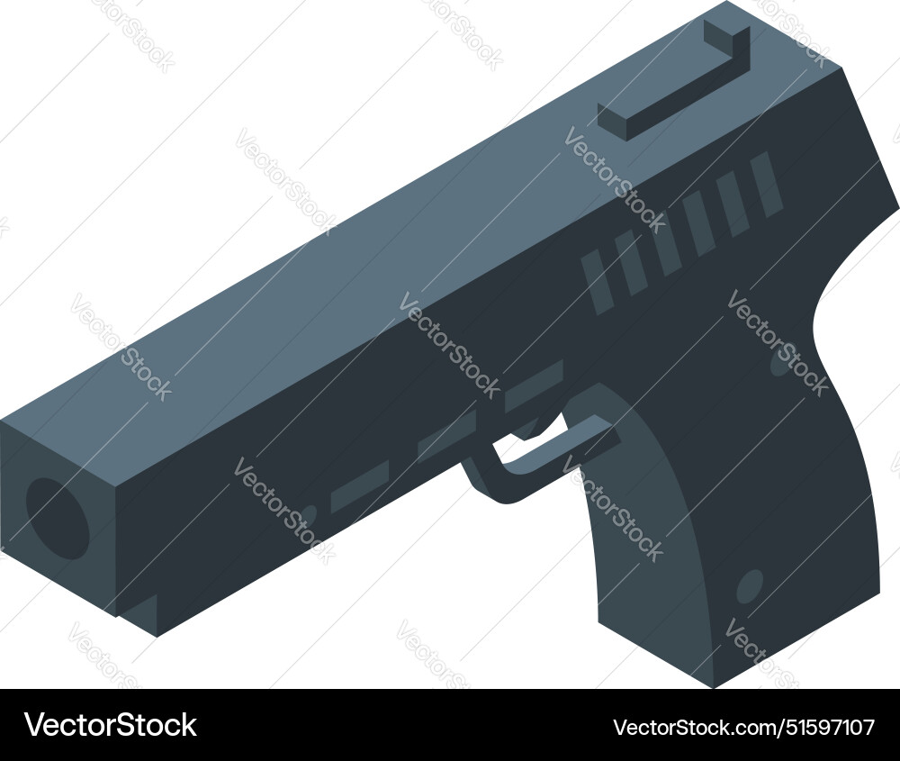 Short barrel semi automatic pistol handgun Vector Image