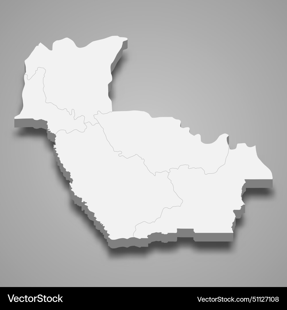 3d isometric map of kwango is a region dr congo Vector Image