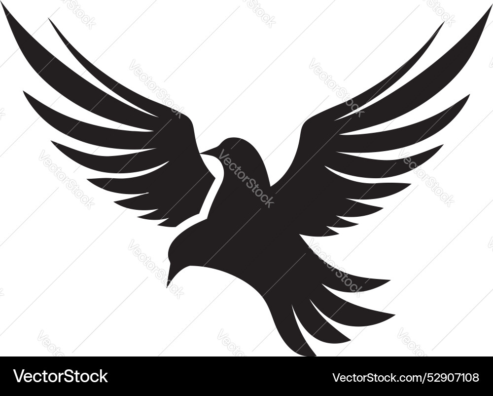 Calligraphic black dove logo a beautiful Vector Image