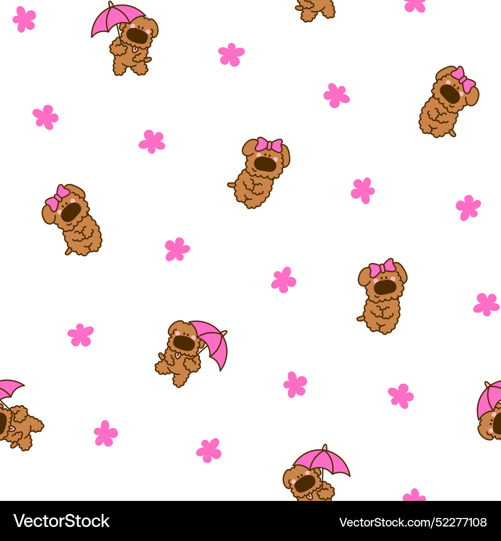 Cute kawaii dog seamless pattern Royalty Free Vector Image