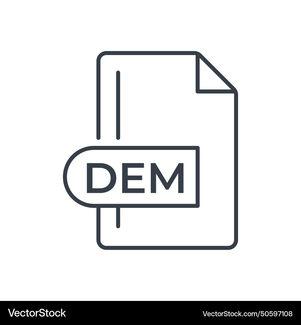 Dem file format icon extension line Royalty Free Vector