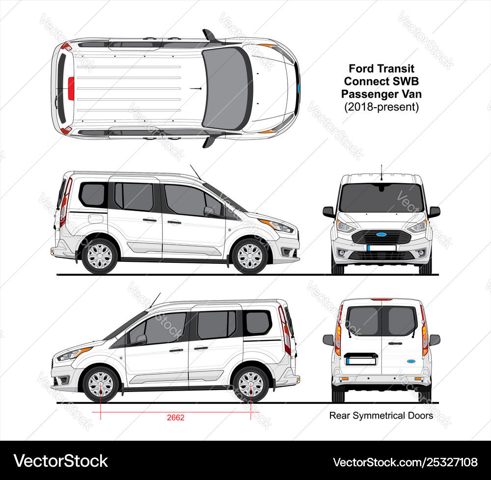 Ford transit connect swb passenger van 2018 Vector Image
