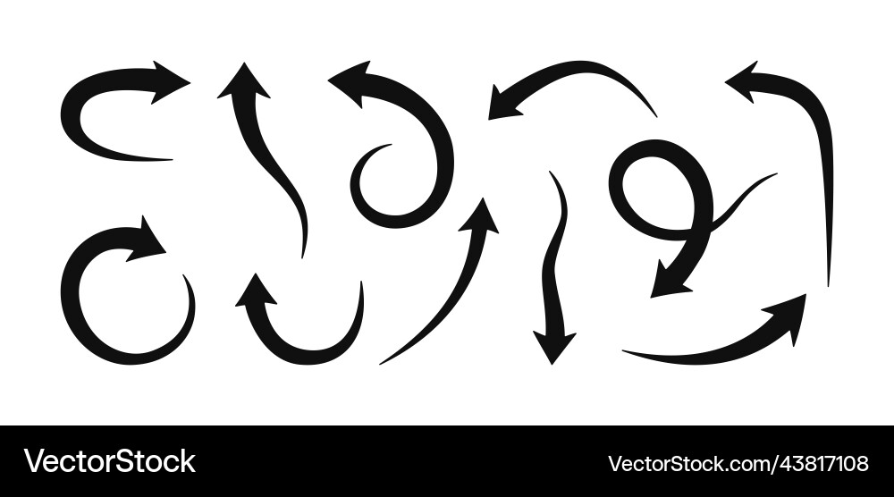 Hand drawn arrow in different directions doodle Vector Image