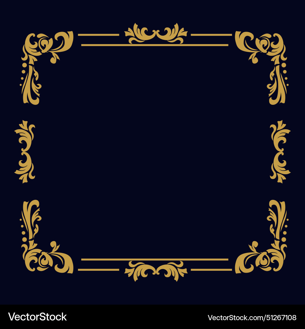 Luxury golden floral pattern border design Vector Image